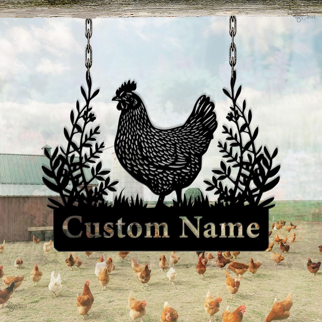 Custom Chicken Coop Metal Sign, Farmhouse Chicken Sign, Hen Sign for ...