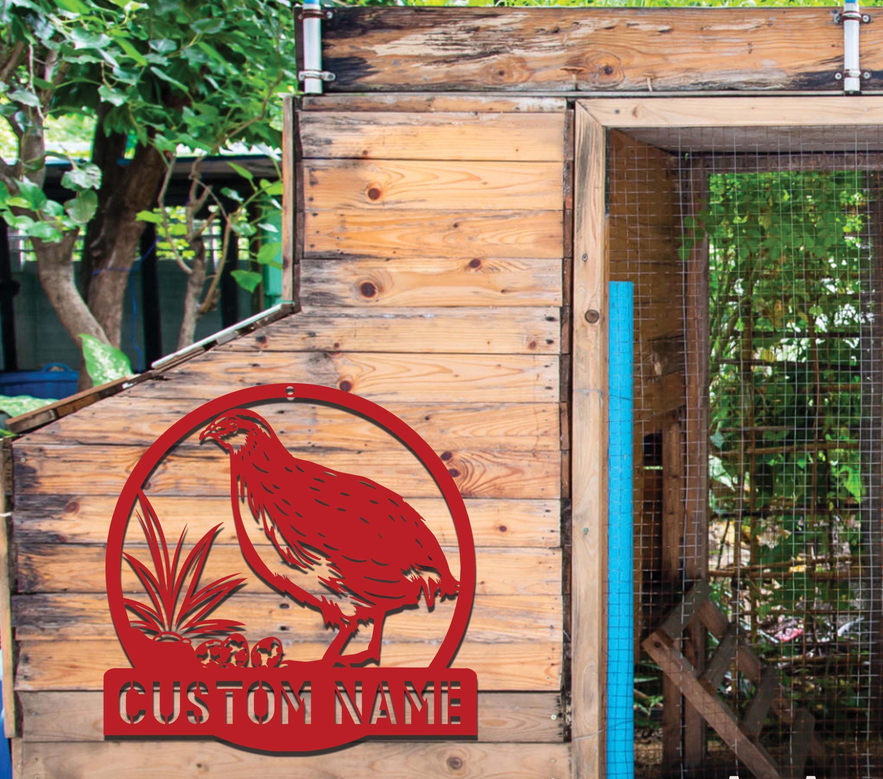 Custom Quail Coop Sign, Metal Farm Sign With Bird, Quail Coop Decor ...