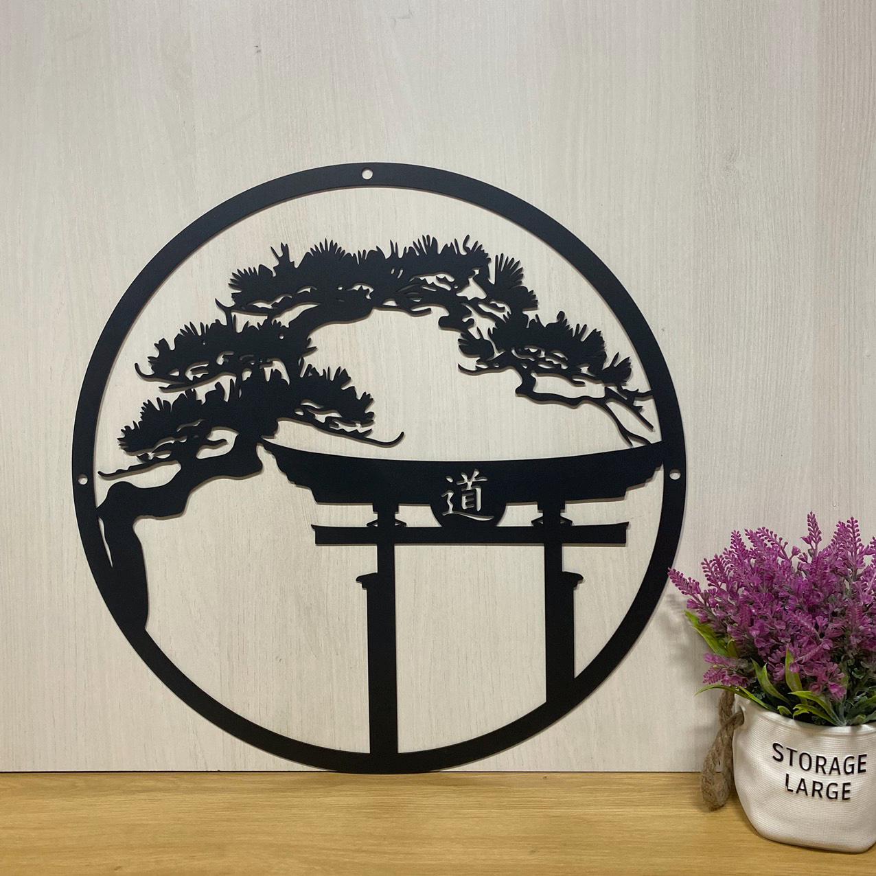 Japanese Bonsai Tree Torii Gate Metal Wall Decor, Japanese Inspired ...