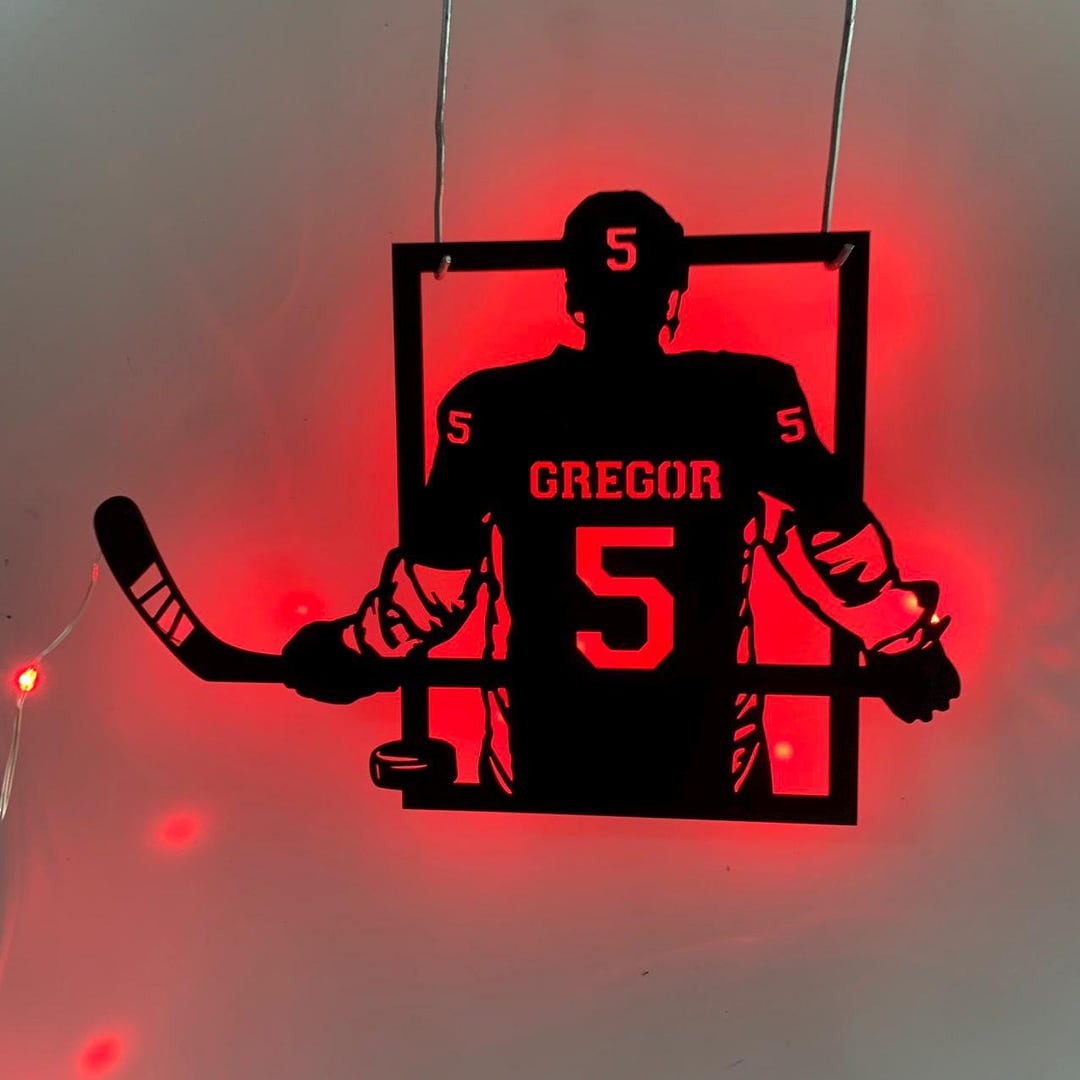 Personalized Hockey Player Name and Number Sign LED Lights, Custom Ice ...