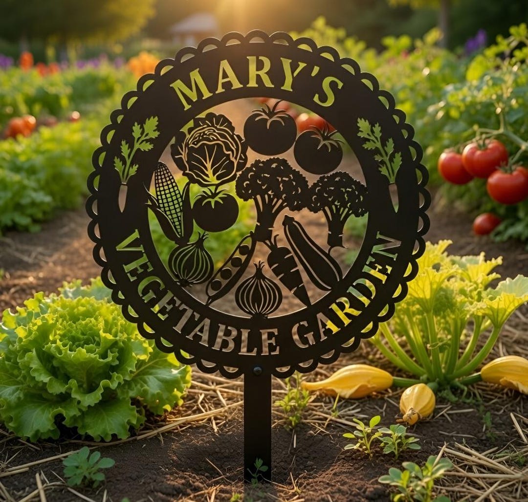 Custom Vegetable Garden Sign Wthi Stakes Garden Decor Personalized Yard ...