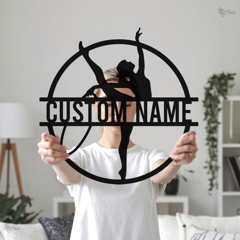Custom Girl Gymnastics Metal Wall Art LED Lights,gymnastics Name Sign ...