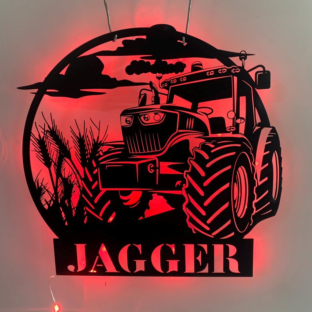 Custom Tractor Driver Metal Wall Art LED Lights, Personalized Farm ...