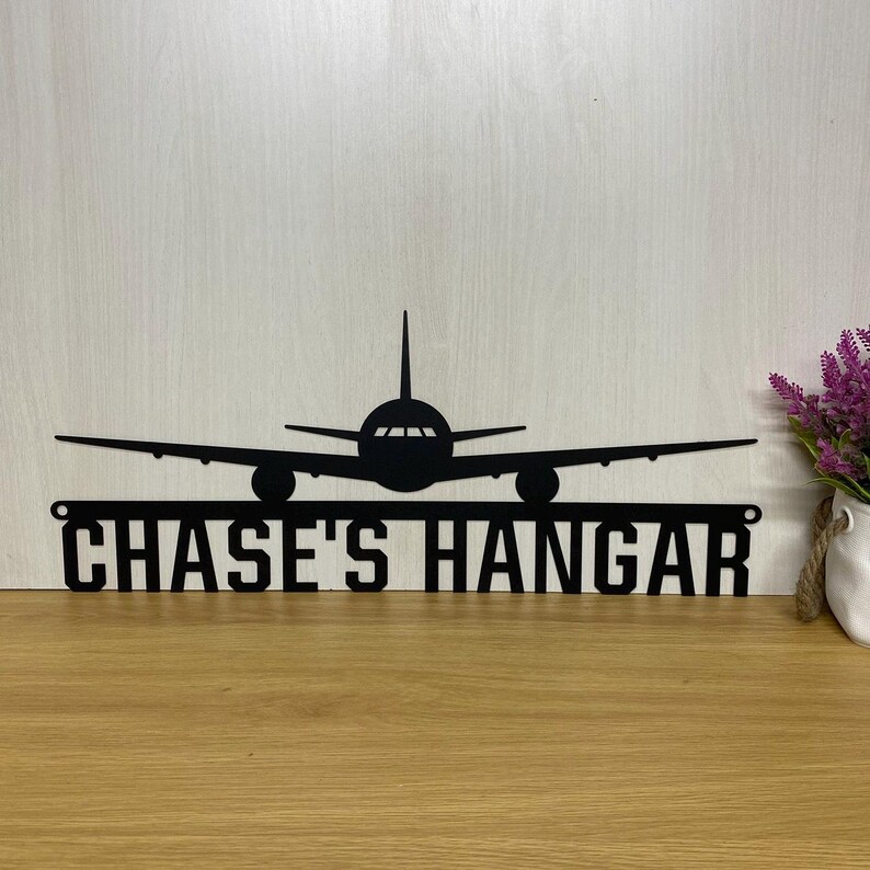 Custom Airplane Hangar Metal Wall Art, Personalized Pilot Name Metal ...