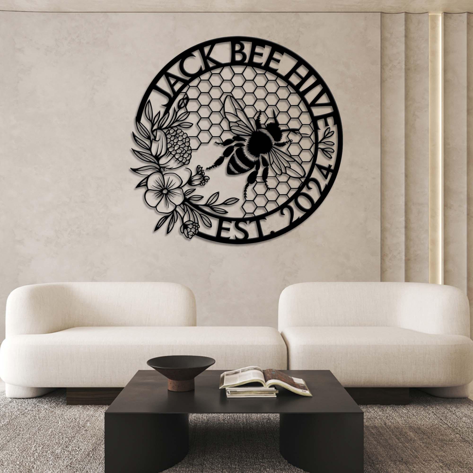 Personalized Honey Bee Metal Wall Sign Art, Custom Name Sign, Bee ...