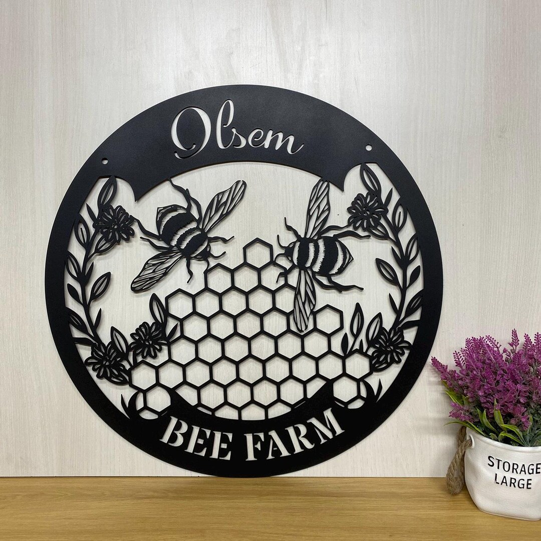 Personalized Honey Bee Farm Metal Wall Art, Custom Bee Keeper Metal ...