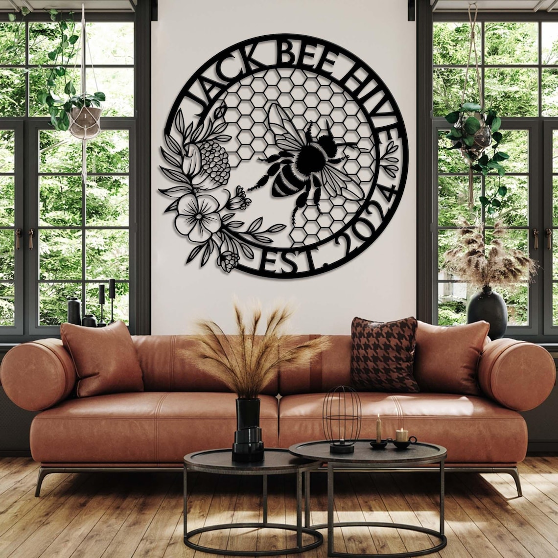 Personalized Honey Bee Metal Wall Sign Art, Custom Name Sign, Bee ...