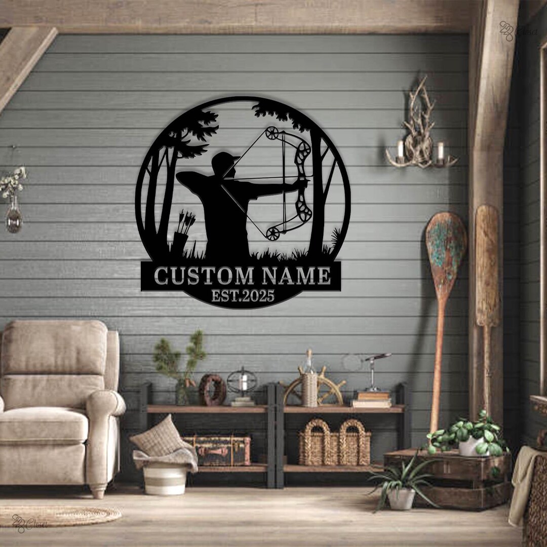 Personalized Bow Hunter Metal Sign, Custom Archery Wall Art, Bow ...