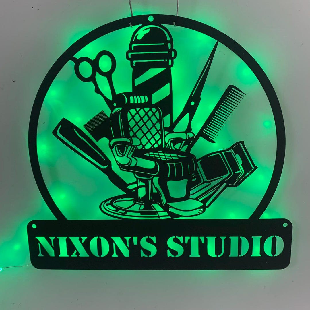 Barber Shop Metal Wall Art Personalized Barber Shop Metal Sign Custom ...