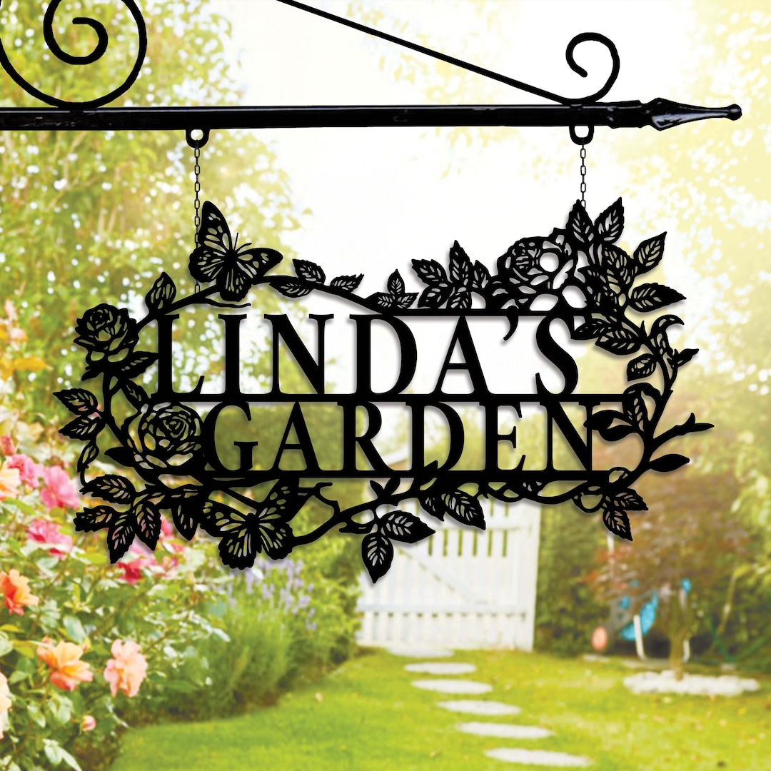 Custom Metal Garden Decor Sign, Butterfly Garden Sign Metal, Flower ...