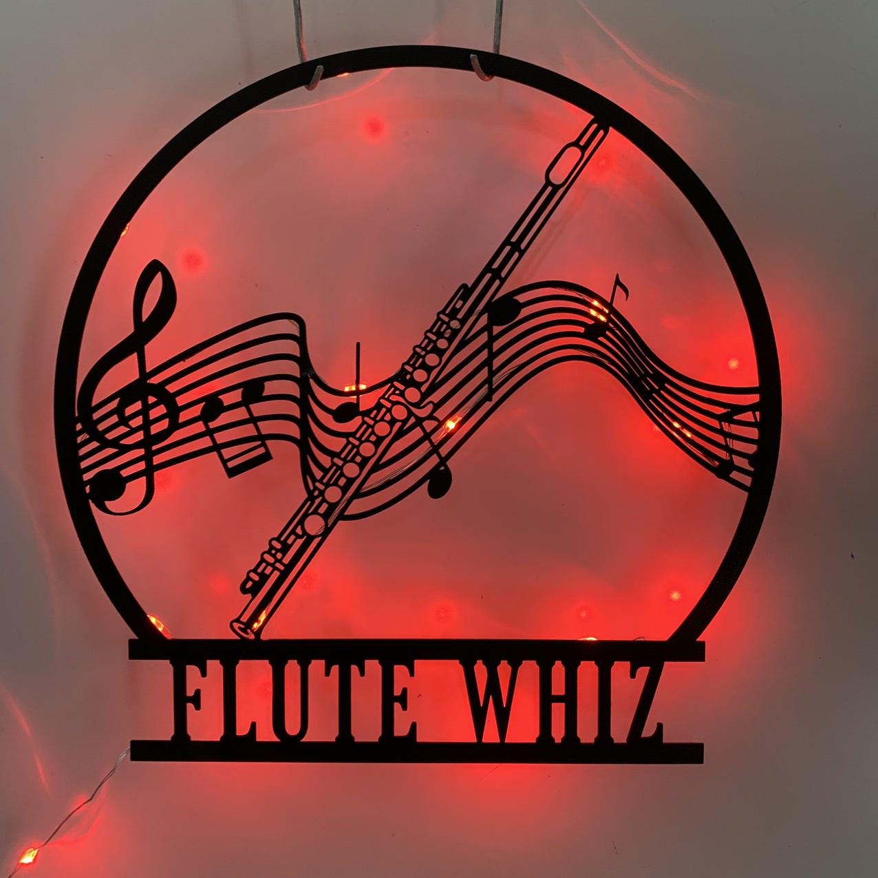 Custom Flute Metal Wall Art With LED Lights,flute Musical Instrument ...