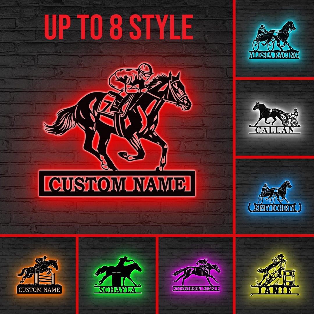 Personalized Riding Horse Metal Sign Horse Racing LED Sign, Custom ...