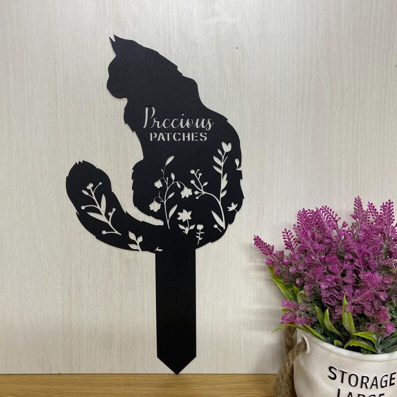 Custom Cat Memorial Metal Plaque With Stake, Cat Lover Gift, Personalized Fluffy Cat Memorial ...