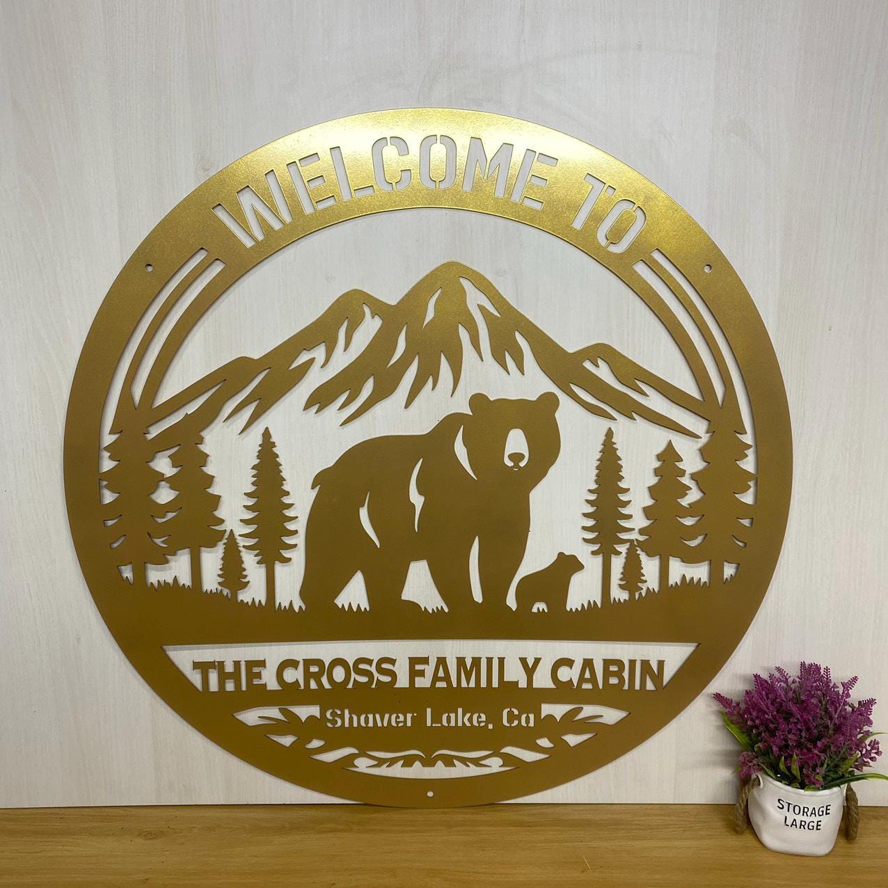 Personalized Bear Forest Metal Wall Decor, Custom Bear Family Name Sign ...