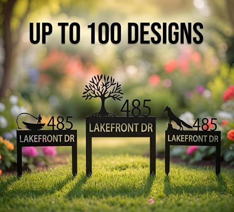 Custom House Number Metal Sign, Personalized Address Plaque, Front Yard ...