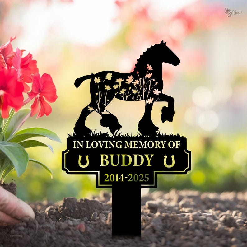 Custom Horse Memorial Garden Stake Pet Loss Gift Personalized Horse ...