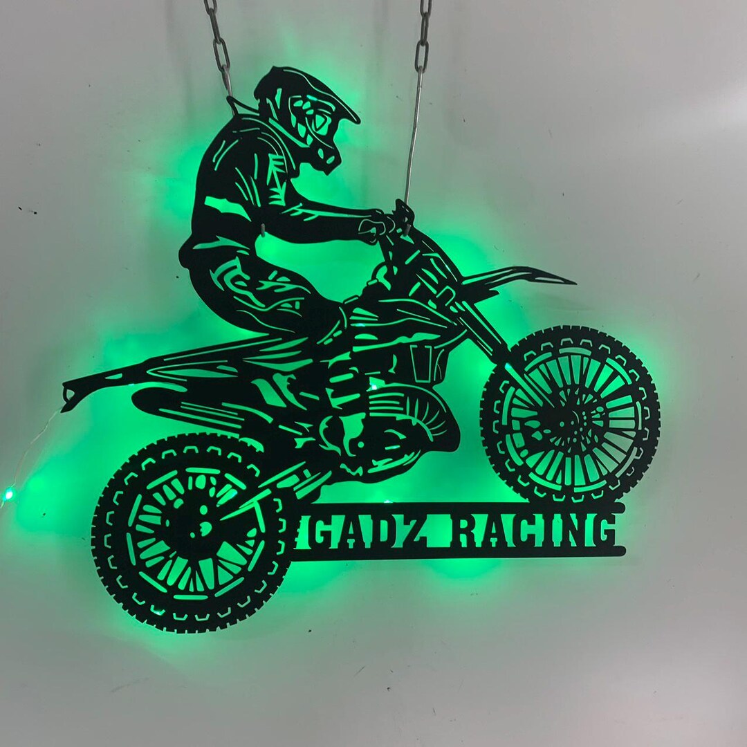 Custom Motocross Metal Sign LED Lights,motocross Sign Dirt Bike Wall ...