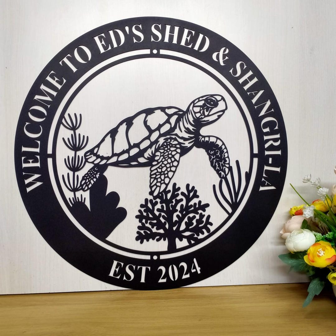 Personalized Sea Turtle Metal Sign, Custom Sea Turtle Metal Wall Art ...