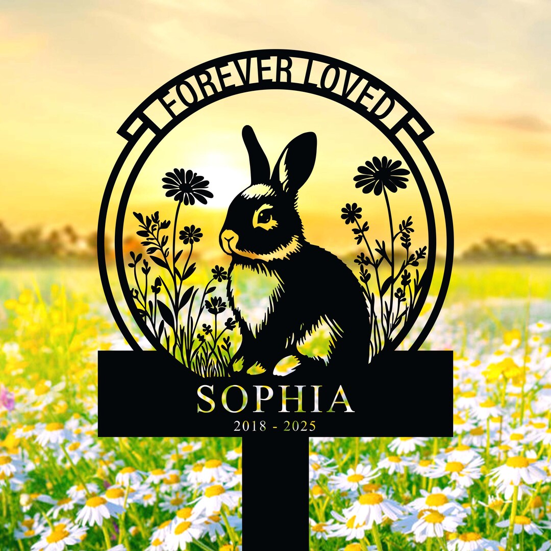 Custom Rabbit Memorial Plaque Stake, Rabbit Grave Markers Stake, Bunny ...