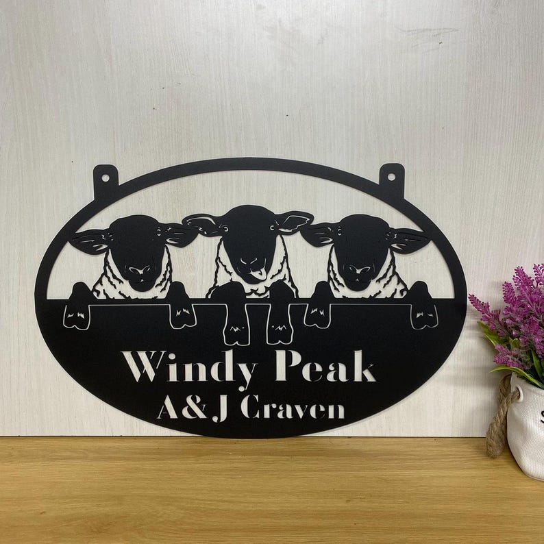 Custom Sheep Farm Metal Wall Art, Personalized Sheep Farmhouse Decor ...