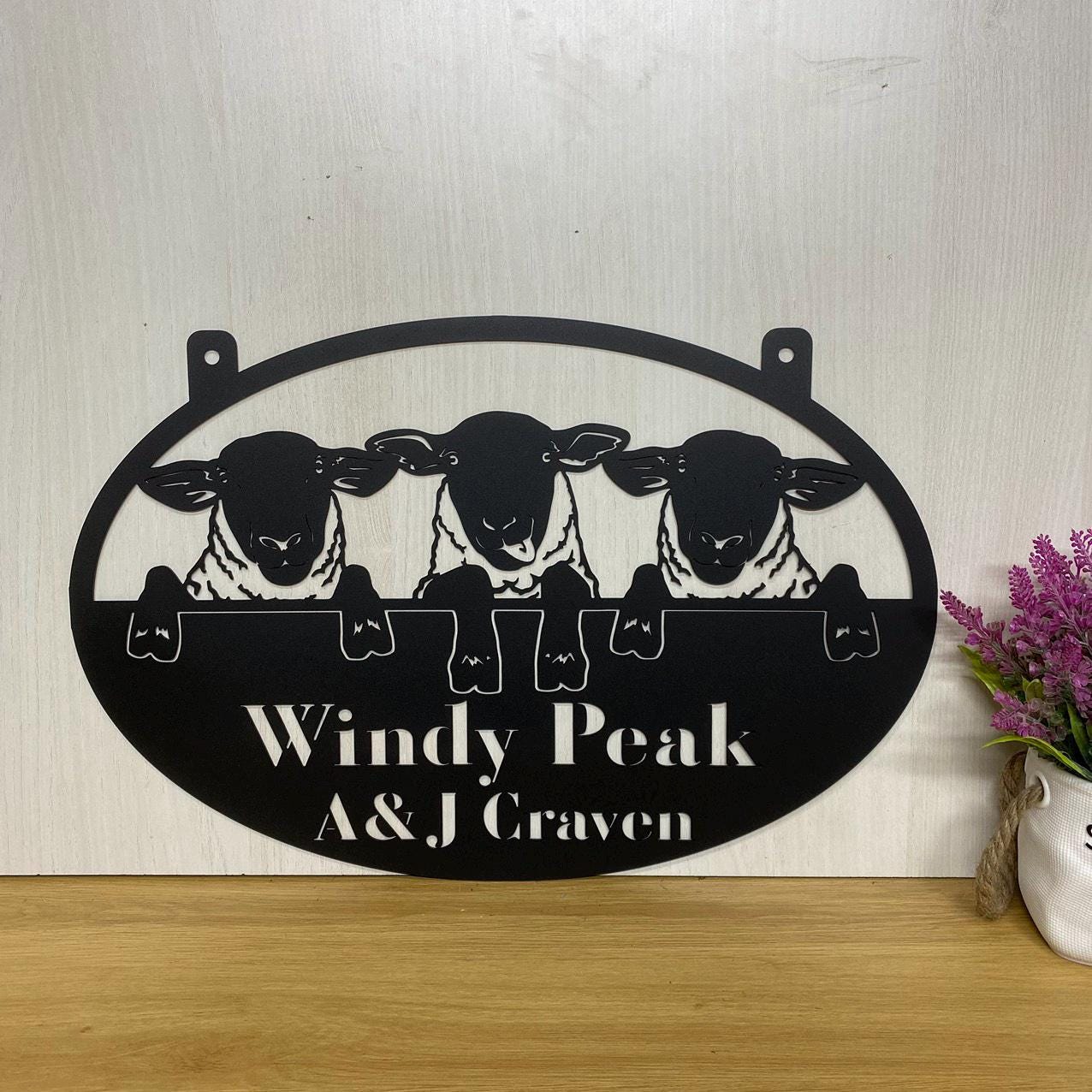 Custom Sheep Farm Metal Wall Art, Personalized Sheep Farmhouse Decor ...