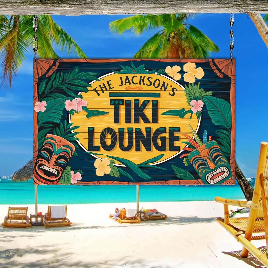 Custom Tiki Lounge Sign, Personalized Bar Sign, Outdoor Patio Decor ...
