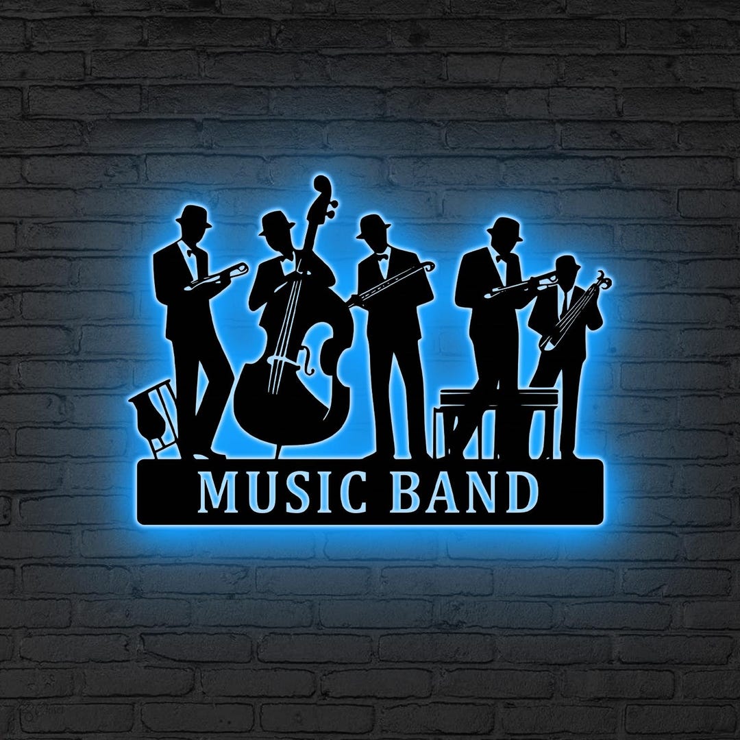 Custom Music Room Sign LED, Musical Instruments Wall Art, Personalized ...