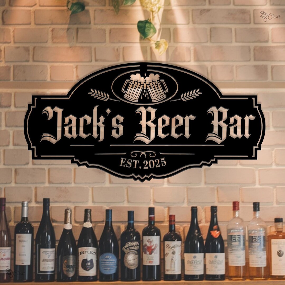 Custom Metal Bar Sign, Beer Mug Wall Art, Personalized Bar Sign for ...