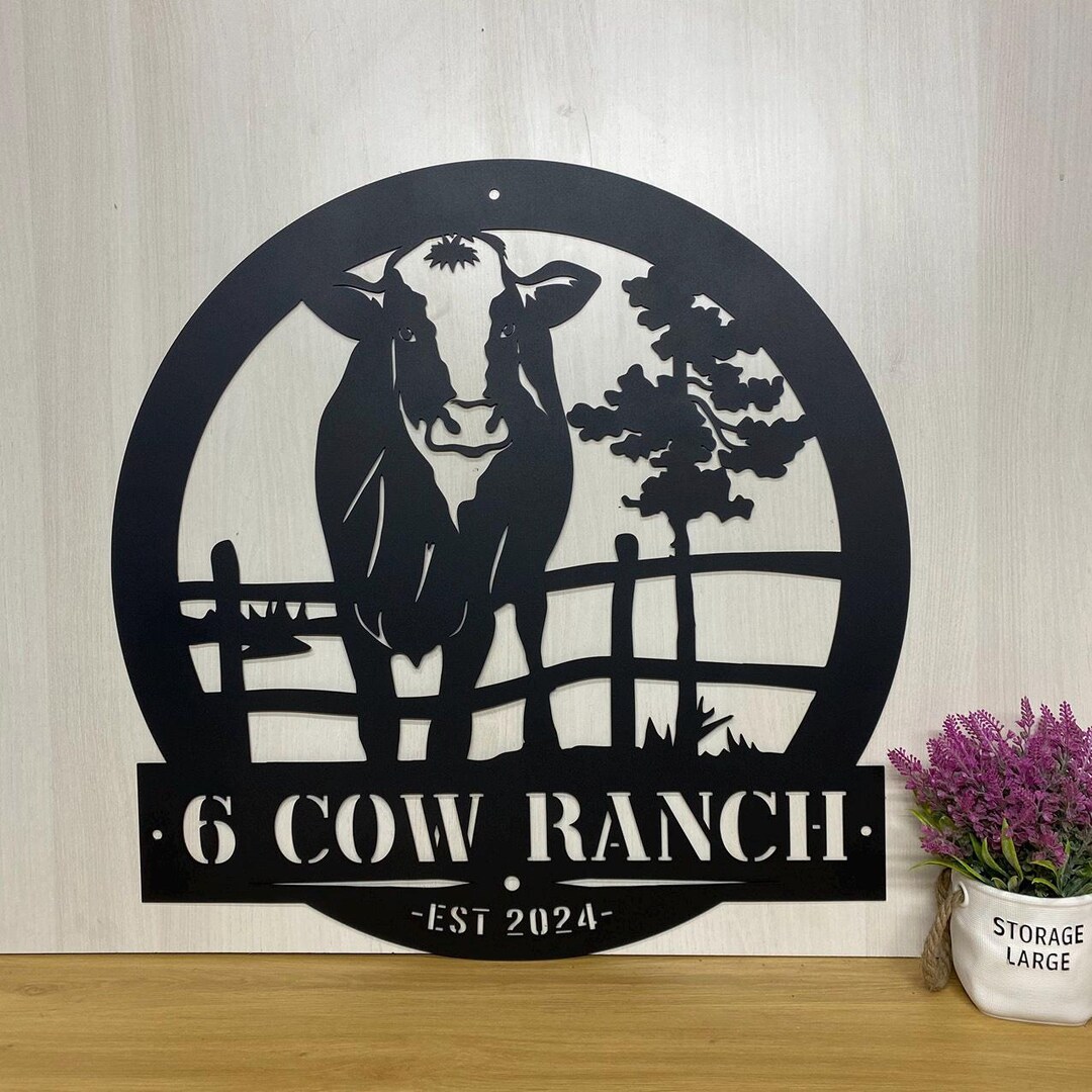 Custom Cow Farm Sign, Personalized Cattle Farm Metal Entrance Sign ...