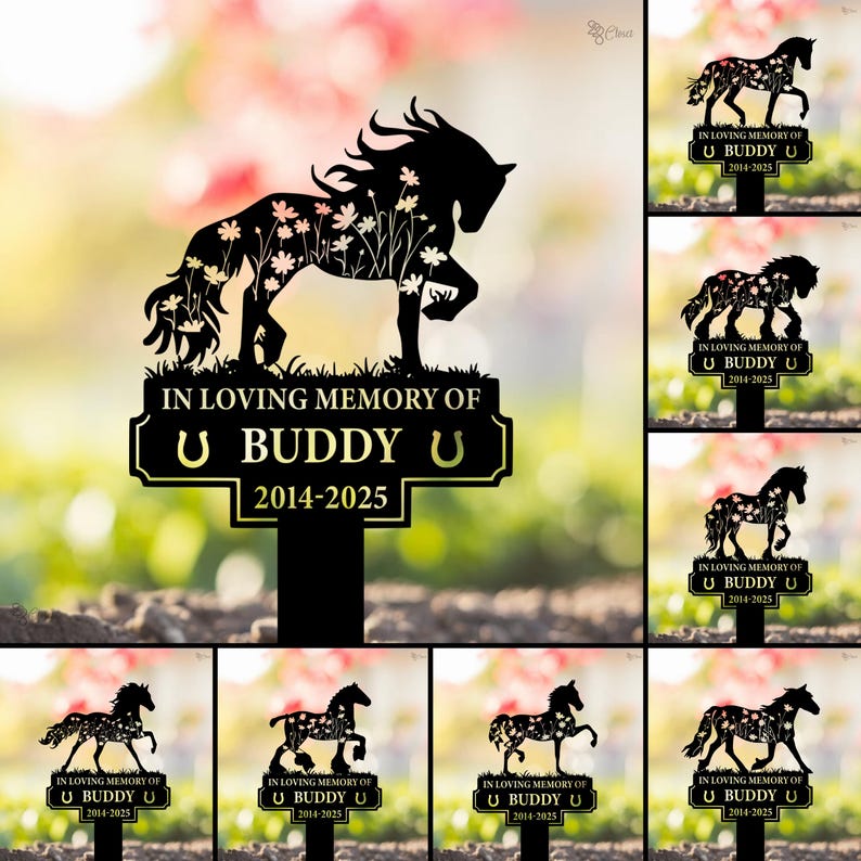 Custom Horse Memorial Garden Stake Pet Loss Gift Personalized Horse ...