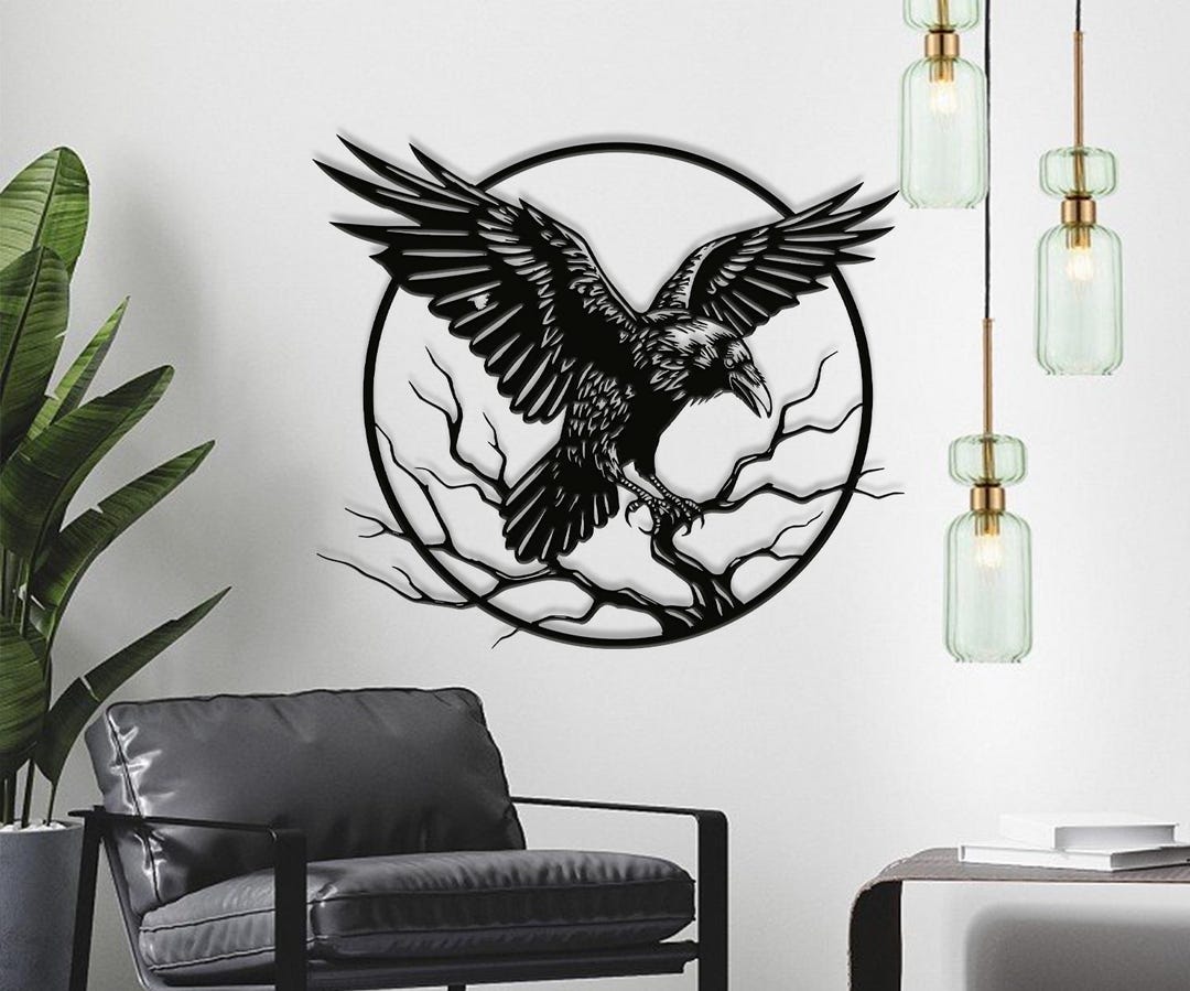 Crow Metal Sign Wall Art, Raven Sign, Black Crow Name Sign, Metal Crow ...