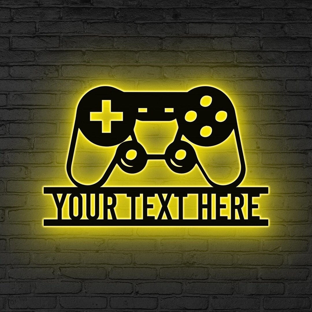Custom Game Controller Metal Wall Art, Game Controller Sign LED Lights ...