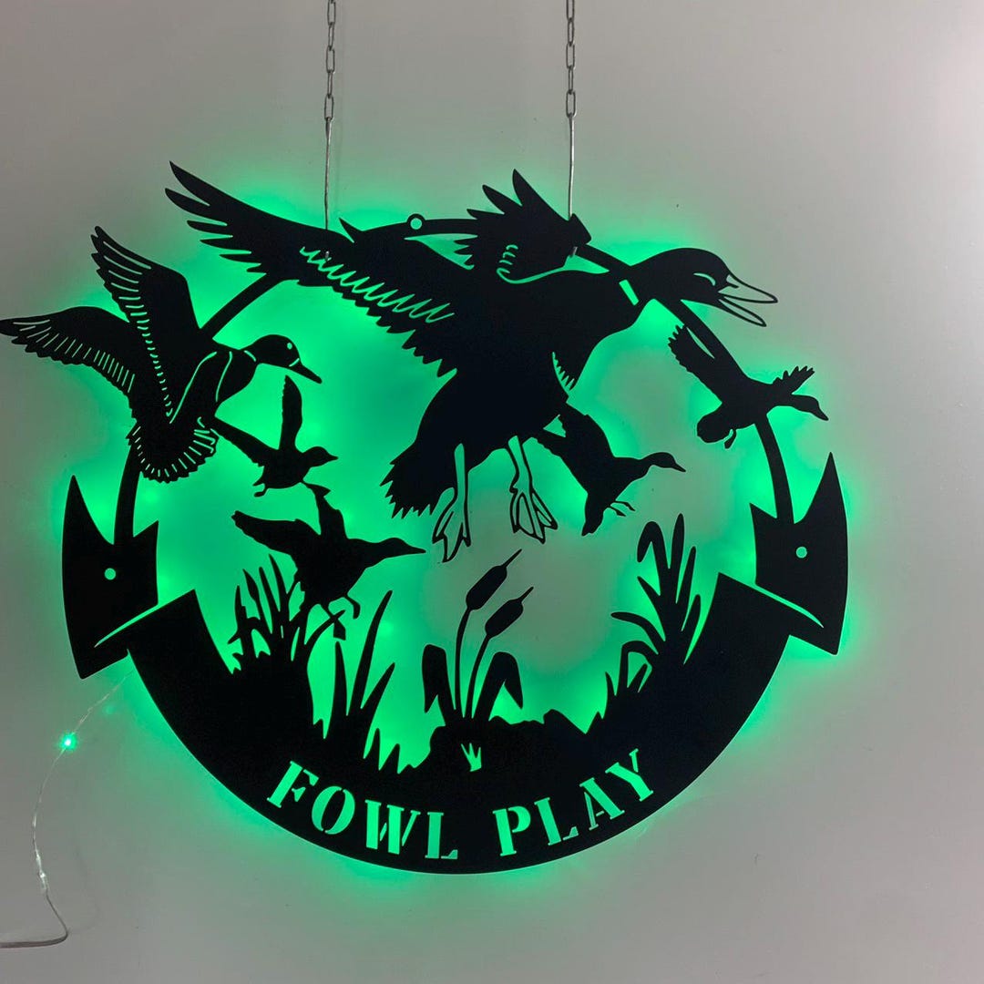 Personalized Flying Duck Metal Wall Art LED Light, Duck Hunting Metal ...