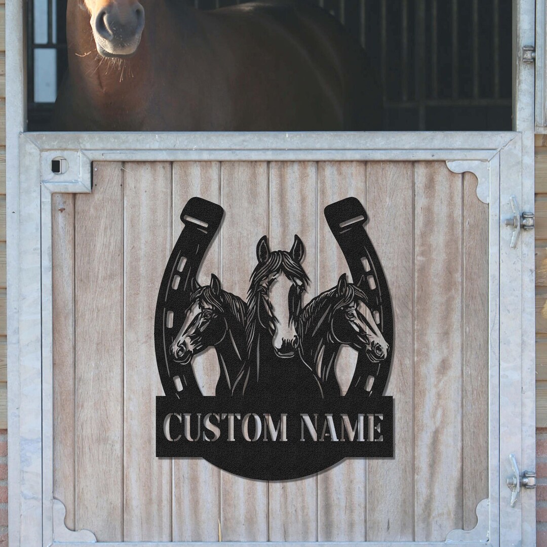 Custom Horse Metal Sign, Personalized Ranch Metal Wall, Horse Farm Name ...