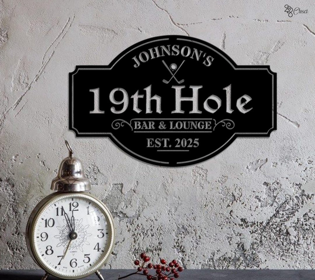 Custom 19th Hole Golf Bar Sign, Golf Bar Sign Name, Gift for Dad, Bar ...