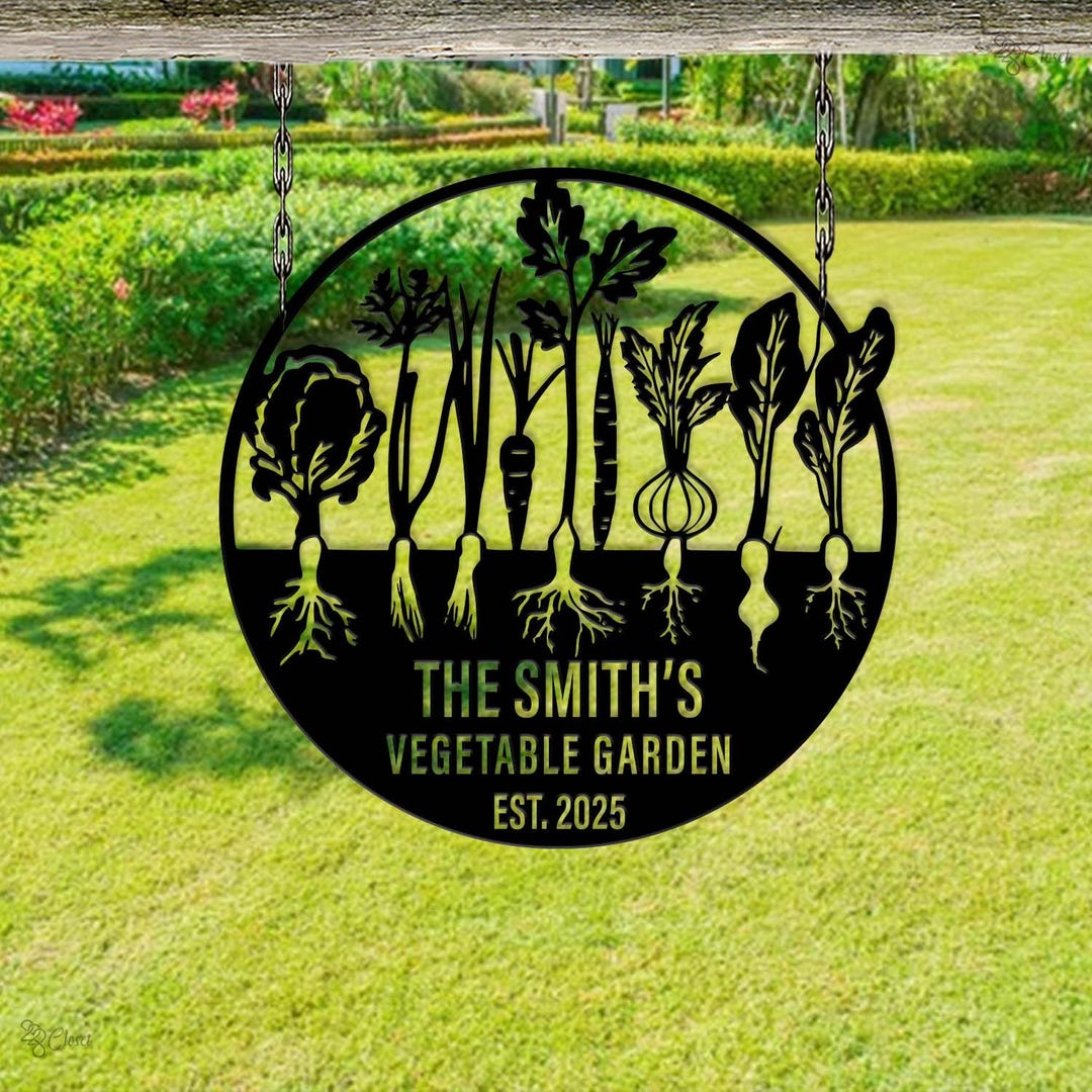 Personalized Vegetable Garden Sign, Custom Metal Garden Decor, Outdoor ...