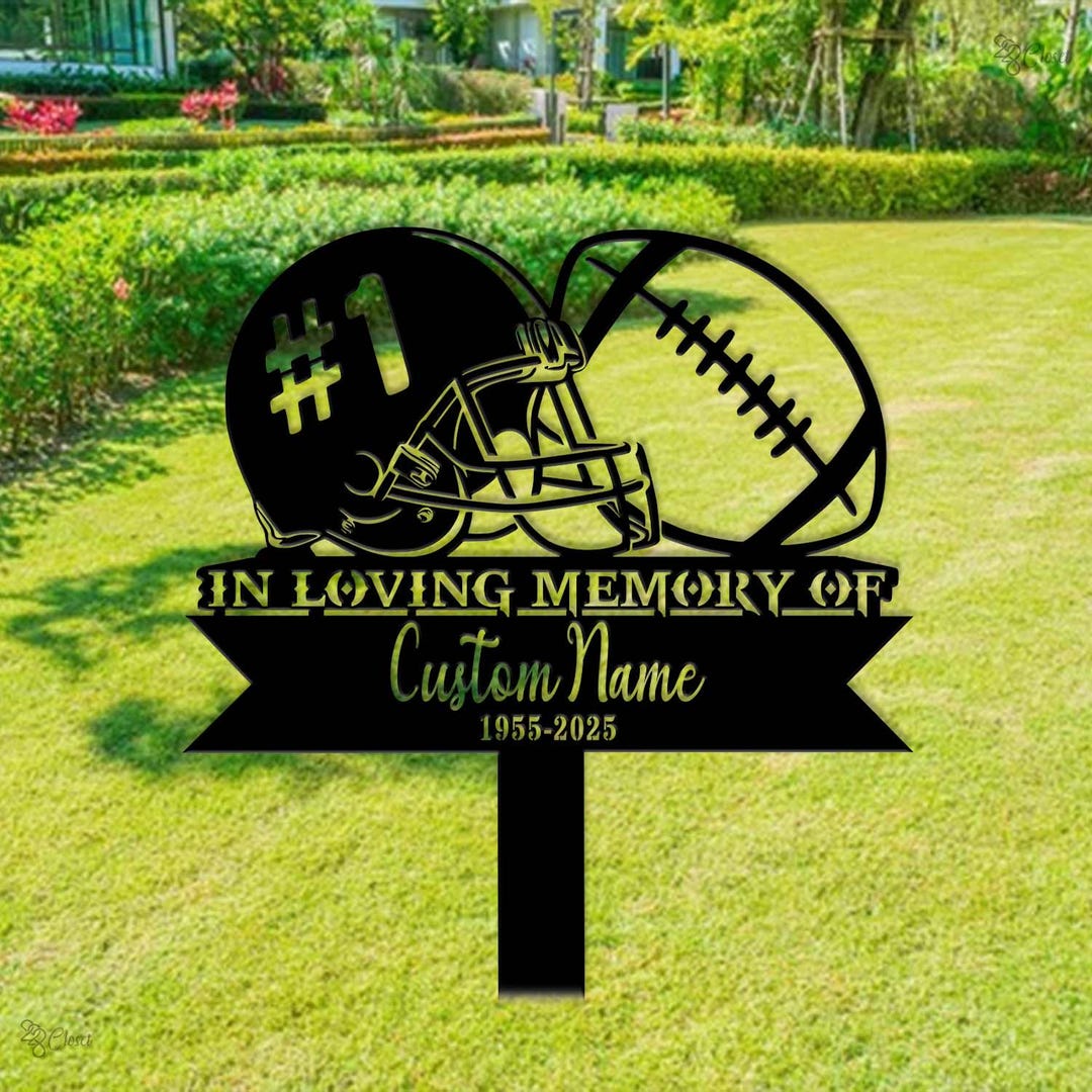 Custom Football Memorial Sign, Grave Marker for Sports Fan,memory ...