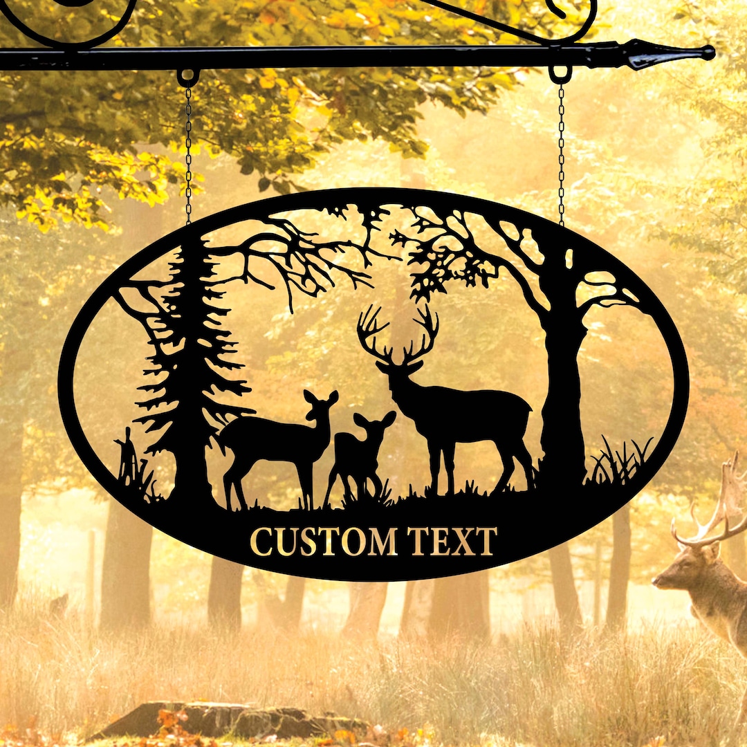Custom Oval Deer Metal Cabin Sign | Outdoor Hunting | Deer Hunter Gift ...