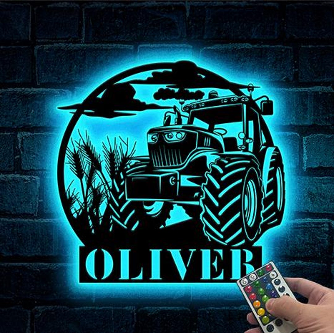 Customized Metal Tractor Sign Led Lights, Personalized Metal Farm Sign ...