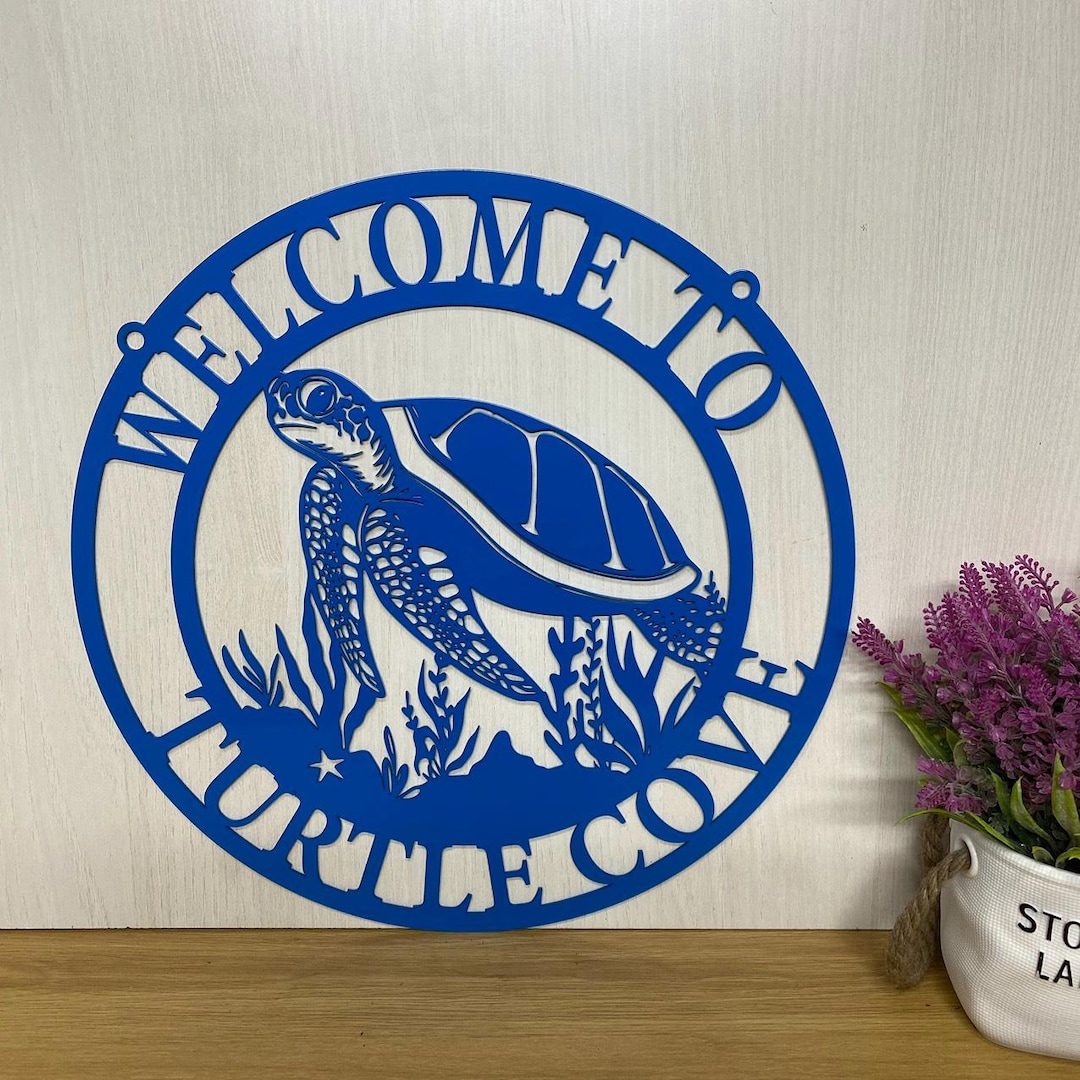Personalized Sea Turtle Metal Wall Art, Coral Seaweed Sea Turtle Metal ...