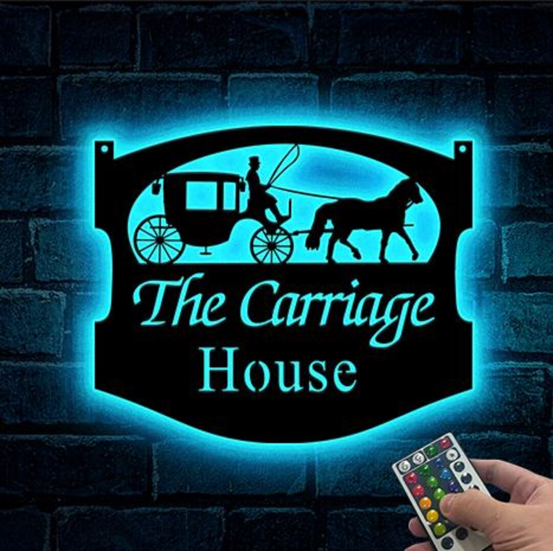 Personalized Horse Carriage Metal Wall Art LED Lights, Custom Horse ...