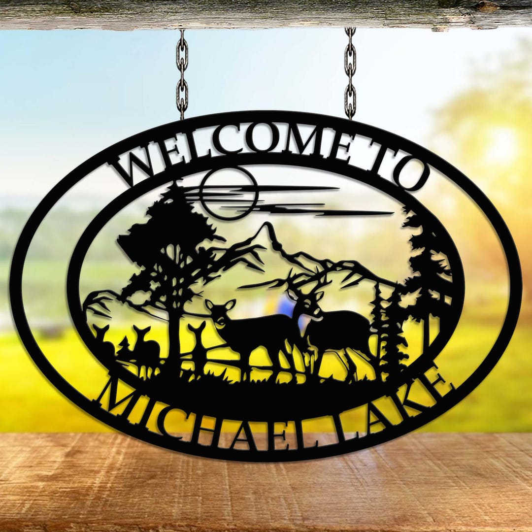 Custom Metal Deer Sign Outdoor Wall Art, Decor Deer Forest, Custom Deer ...