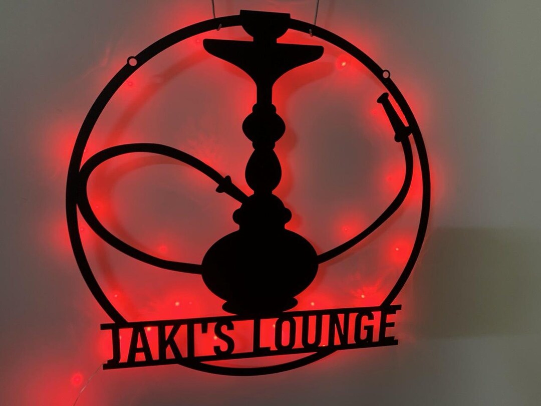 Personalized Shisha Hookah Metal Wall Art LED Light,custom Smoke Shop ...