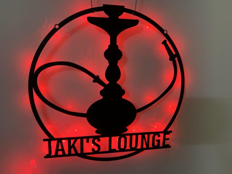 Personalized Shisha Hookah Metal Wall Art LED Light,custom Smoke Shop ...