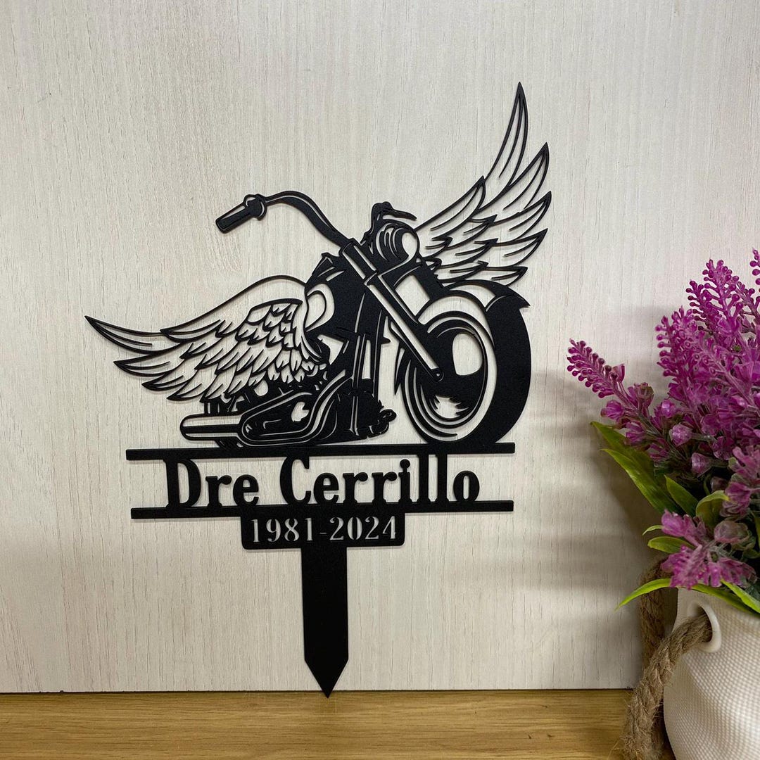 Personalized Motorcycle Biker Memorial Stake, in Memorial of Biker Gift ...