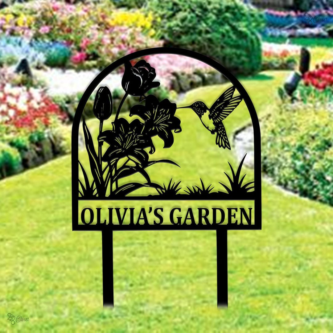 Custom Hummingbird Memorial Stake, Personalized Hummingbird and Flower ...