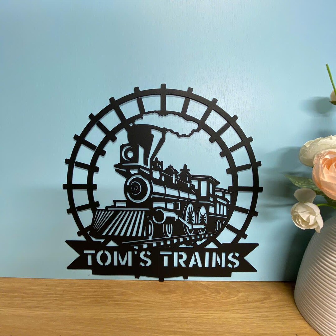 Personalized Train Railway Metal Wall Signs, Custom Train Metal Wall ...