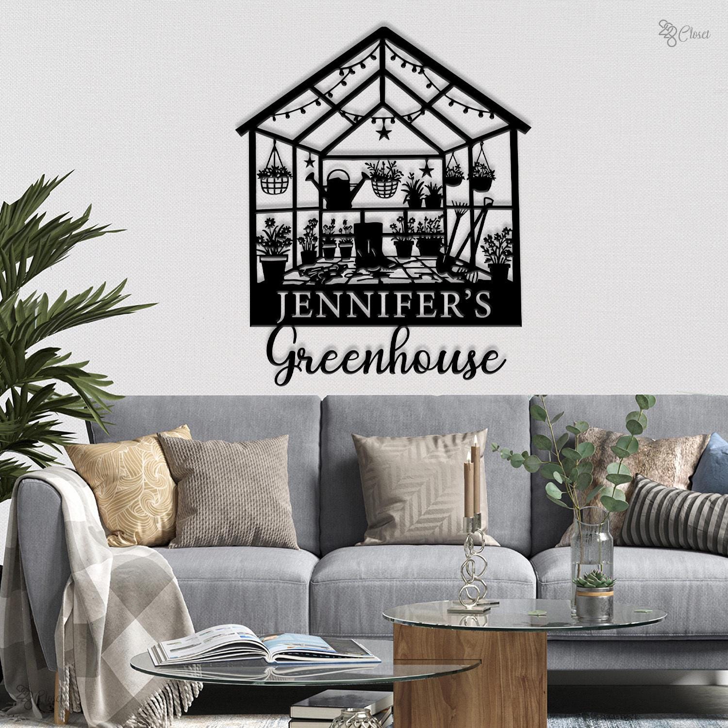 Personalized Greenhouse Name Sign Wall Custom Garden Grandmas Plaque ...