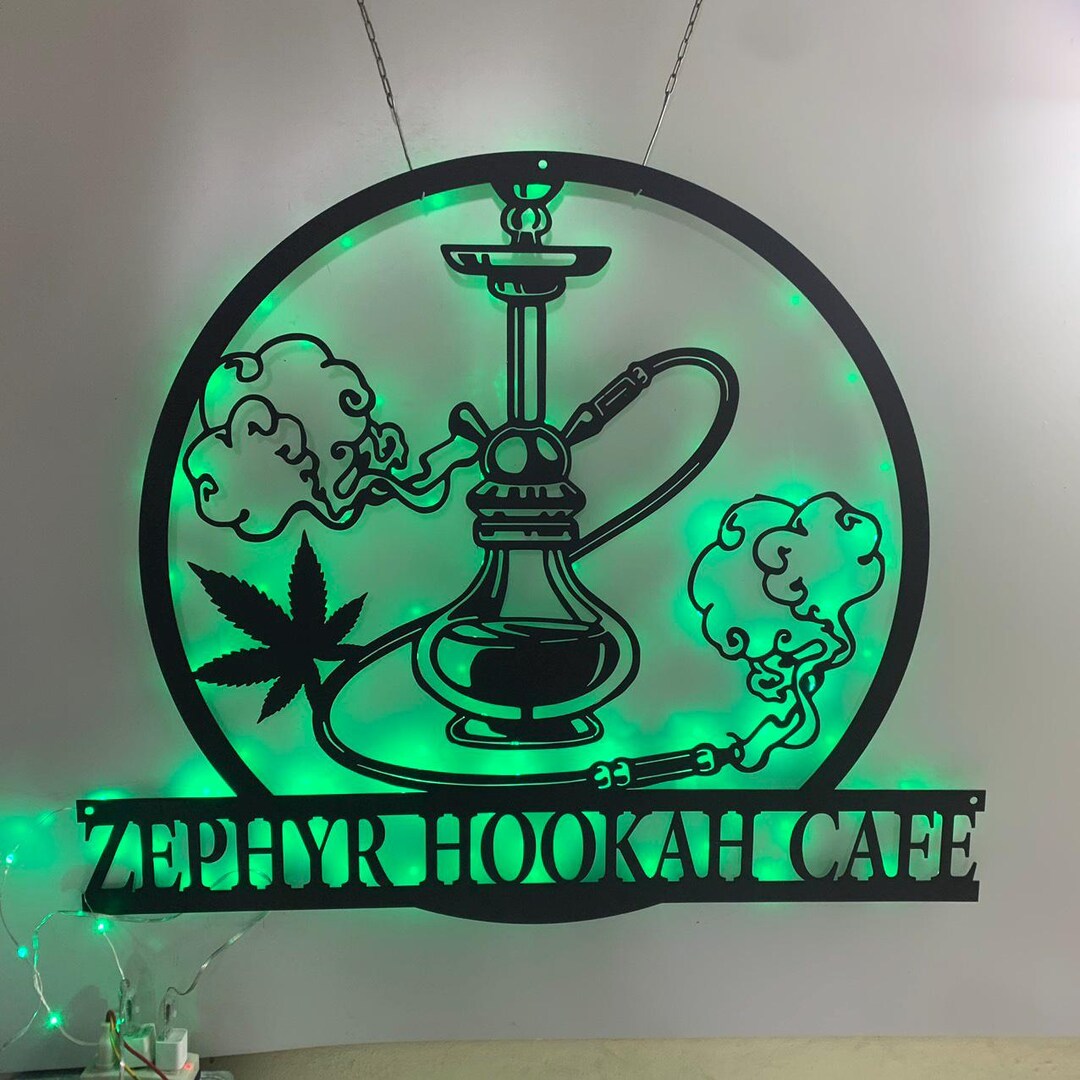 Custom Shisha Hookah Metal Wall Art LED Lights, Personalized Shisha ...