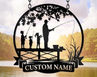 Welcome Fishing Custom Metal Name Sign - Etsy